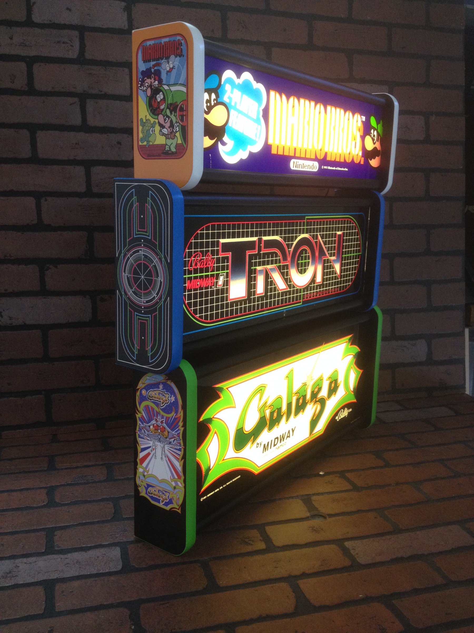 FS Parts: - Custom marquee light boxes - Galaga, Mario Bros, Tron ...